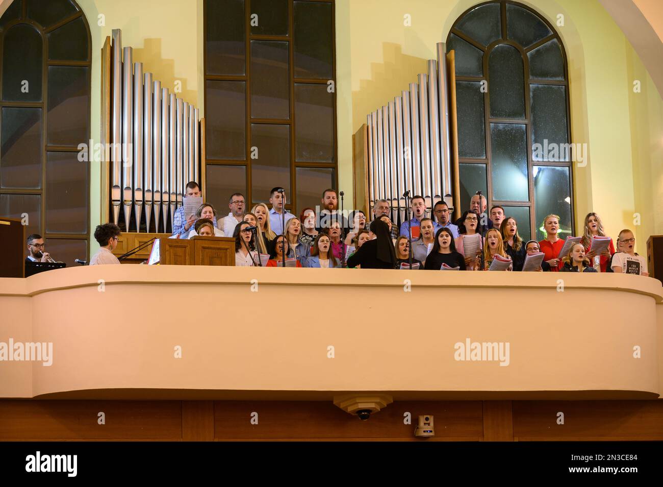 The choir singing during the Holy Mass on the Easter Vigil in St James ...