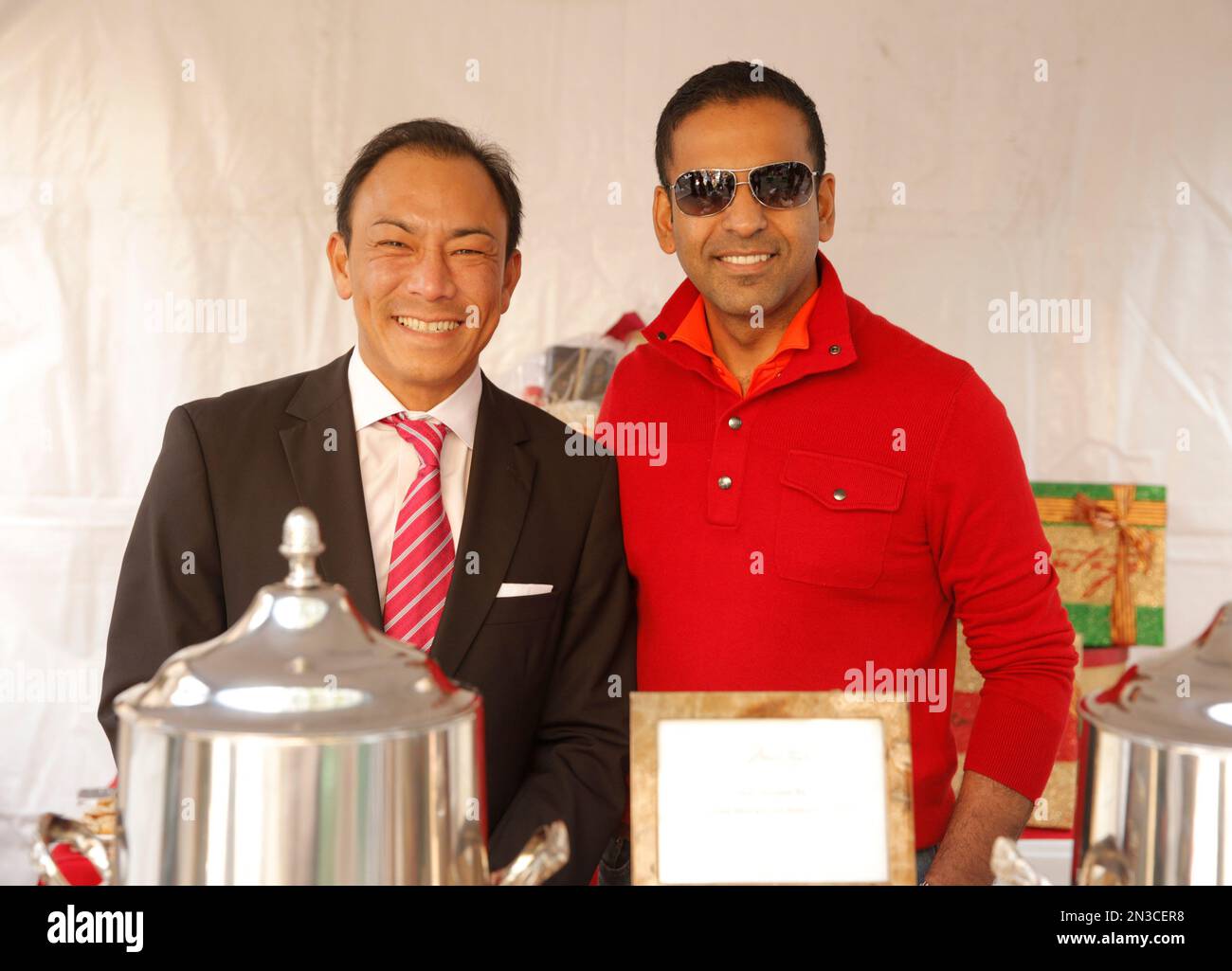 Masato Kominami and Pradeep Raman at the Montage Booth at the Beverly ...