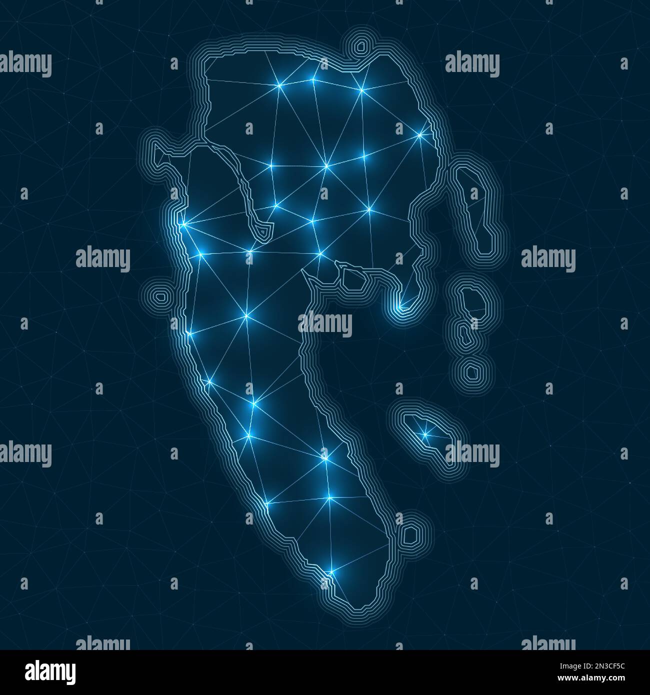 Ko Lanta network map. Abstract geometric map of the island. Digital ...
