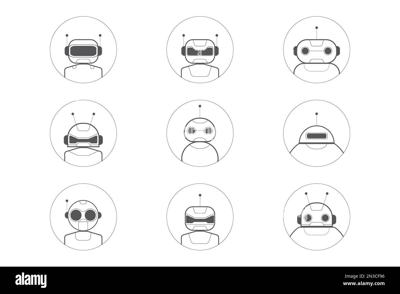 set of Ai artificial intelligence technology hi tech business icon ...