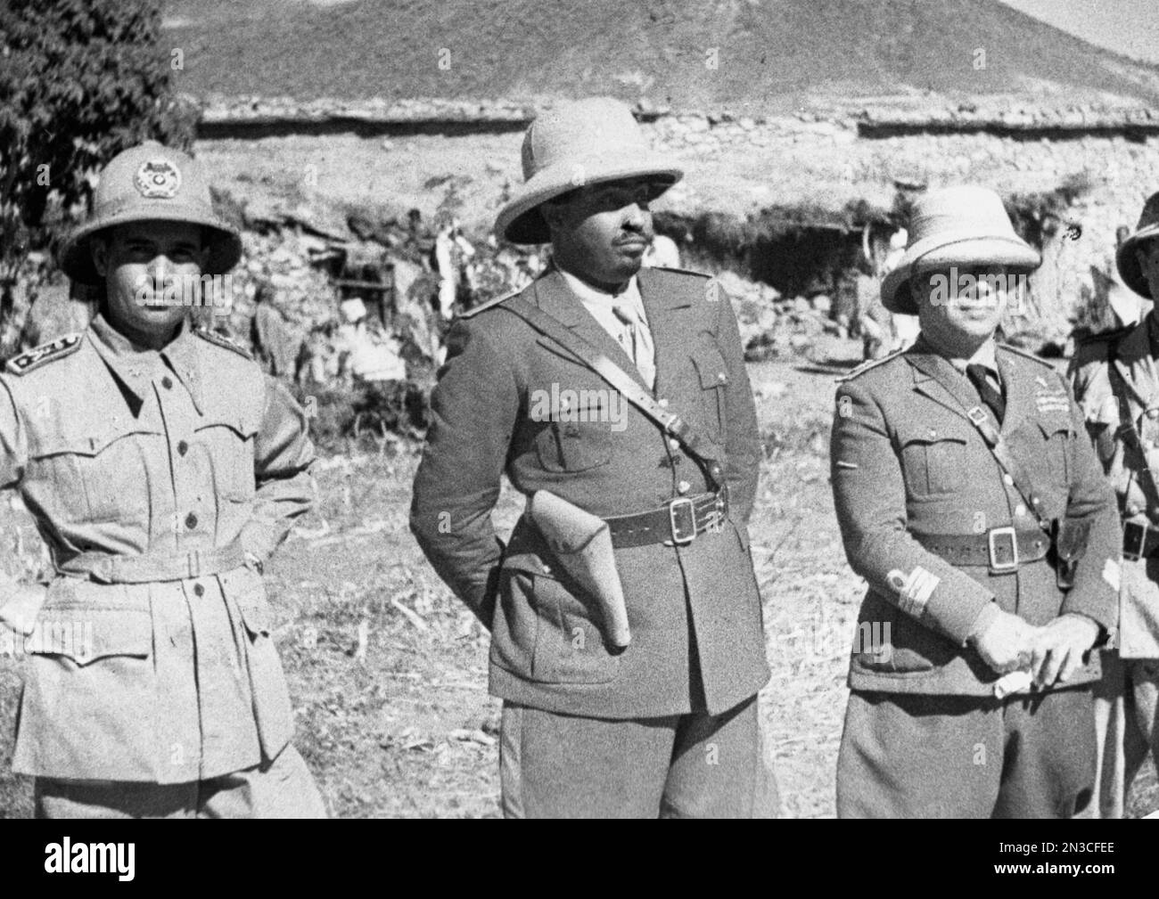 Ras Gugsa, the son-in-law of Emperor Haile Selassie, seen with members of the Italian High ...