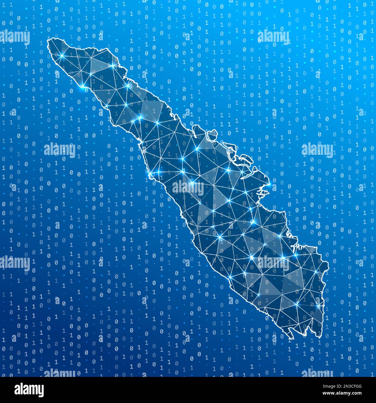 Network map of Sumatra. Island digital connections map. Technology ...