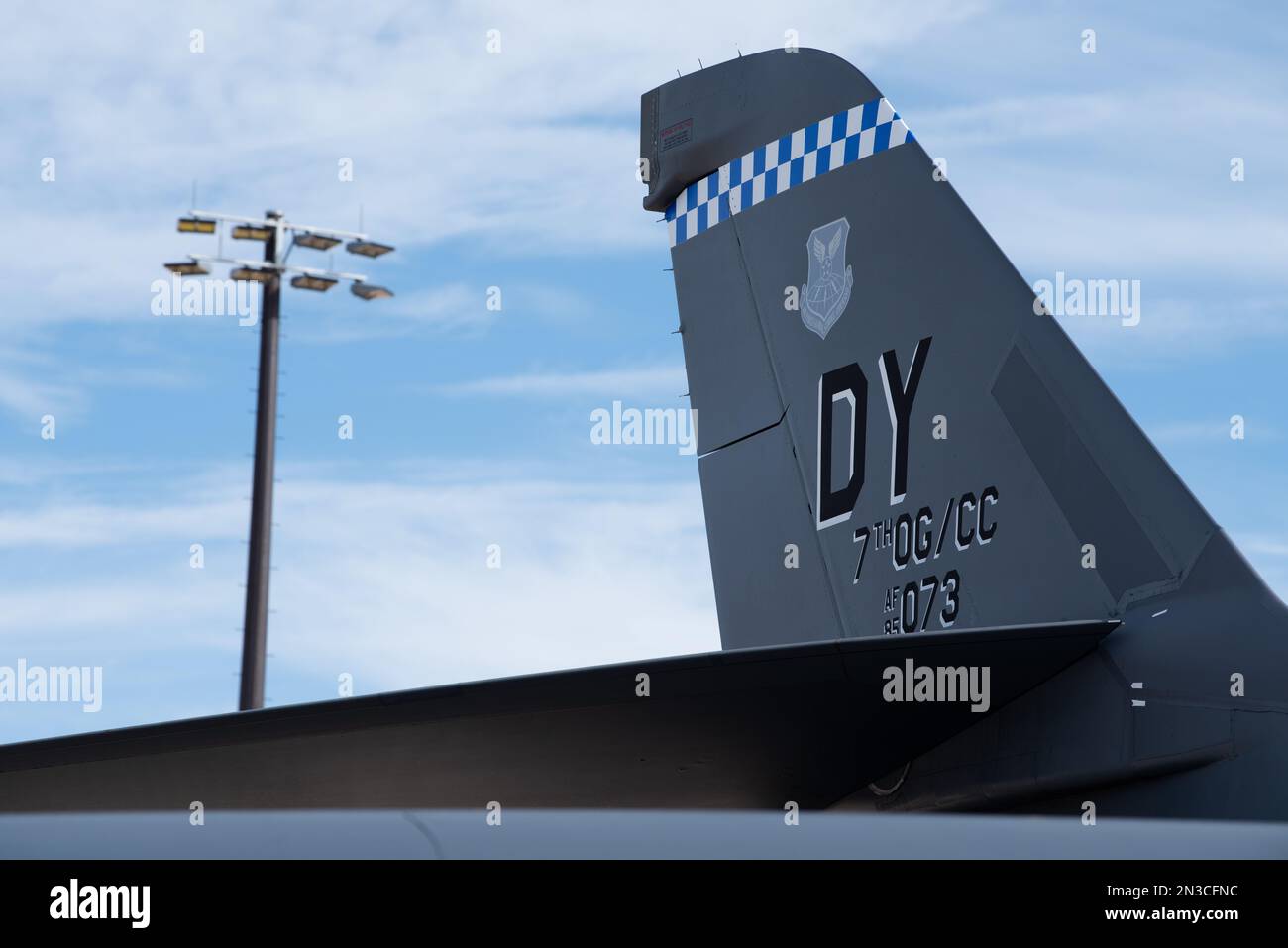 A U.S. Air Force B-1B Lancer sits on the flightline after Col ...