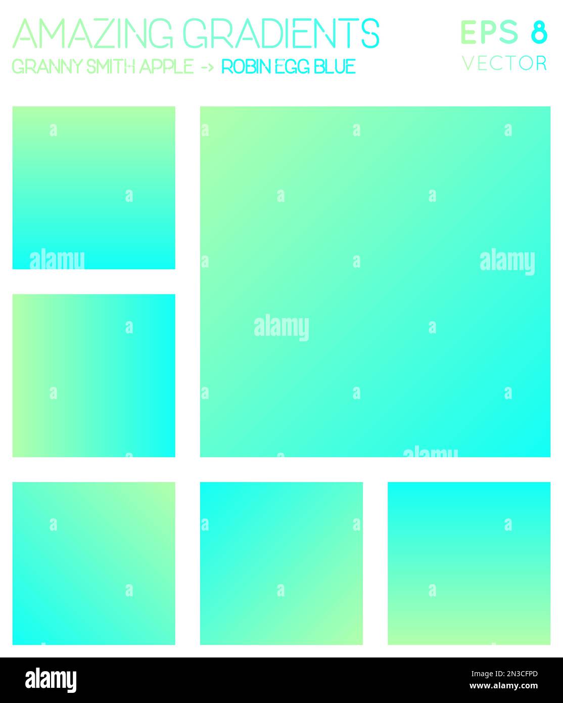 Colorful gradients in granny smith apple, robin egg blue color tones ...