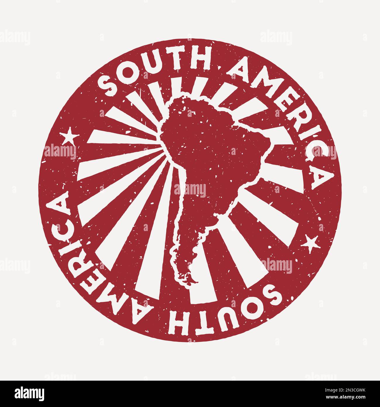 South America stamp. Travel red rubber stamp with the map of continent ...
