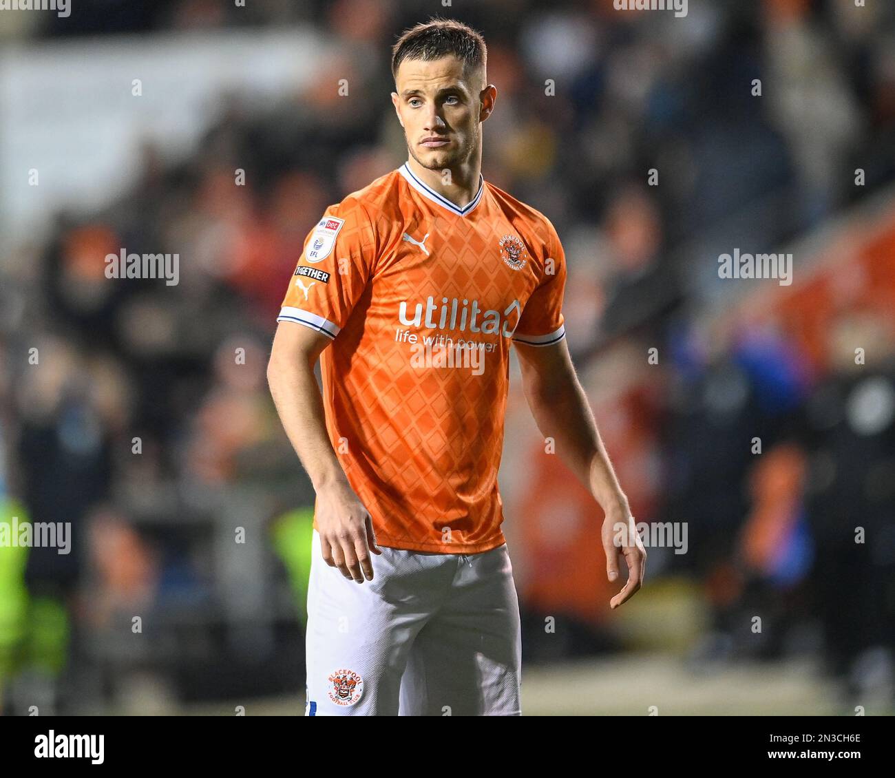 Jerry Yates #9 of Blackpool during the Sky Bet Championship match ...