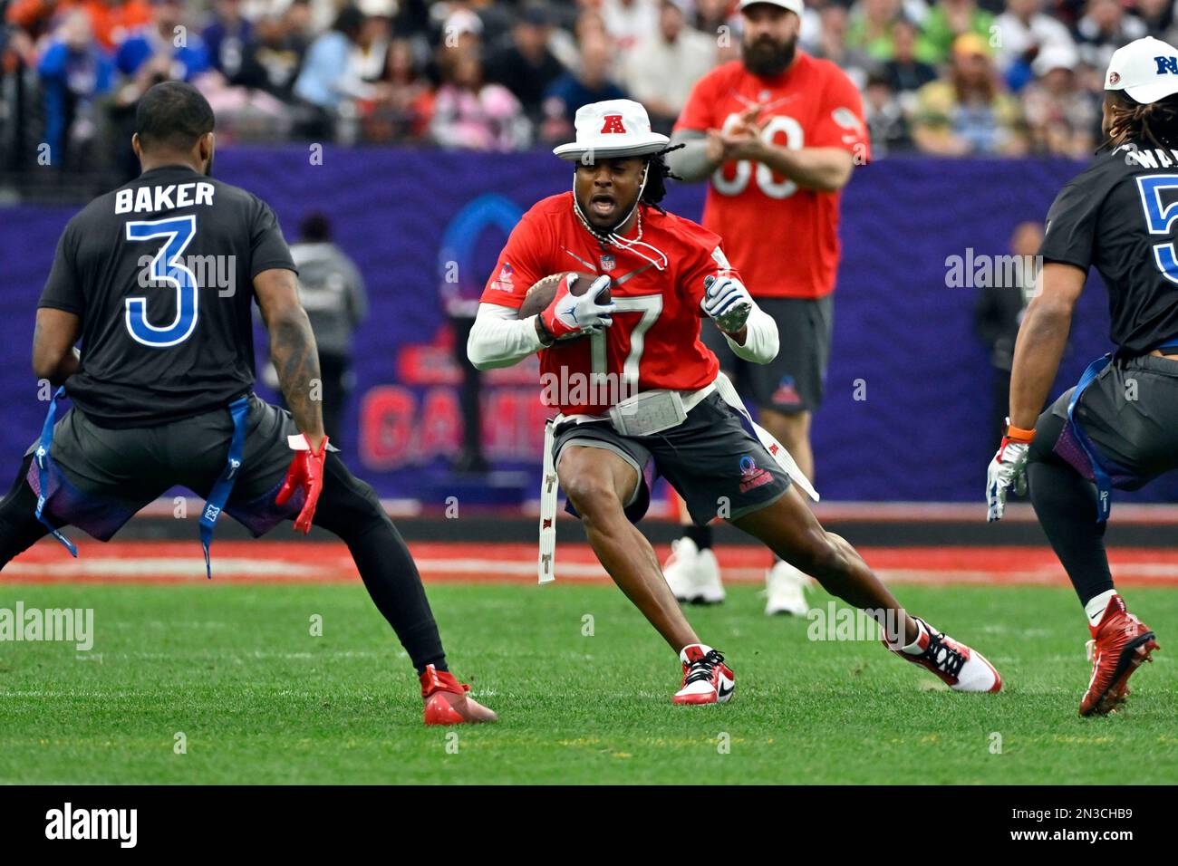 AFC wide receiver Davante Adams (17) of the Las Vegas Raiders runs with ...