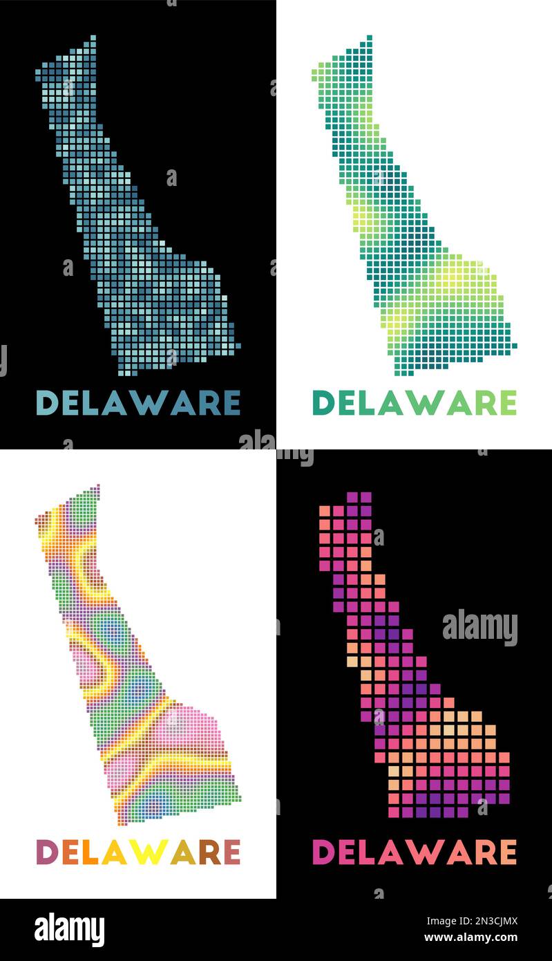 Delaware map. Collection of maps of Delaware in dotted style. Borders ...