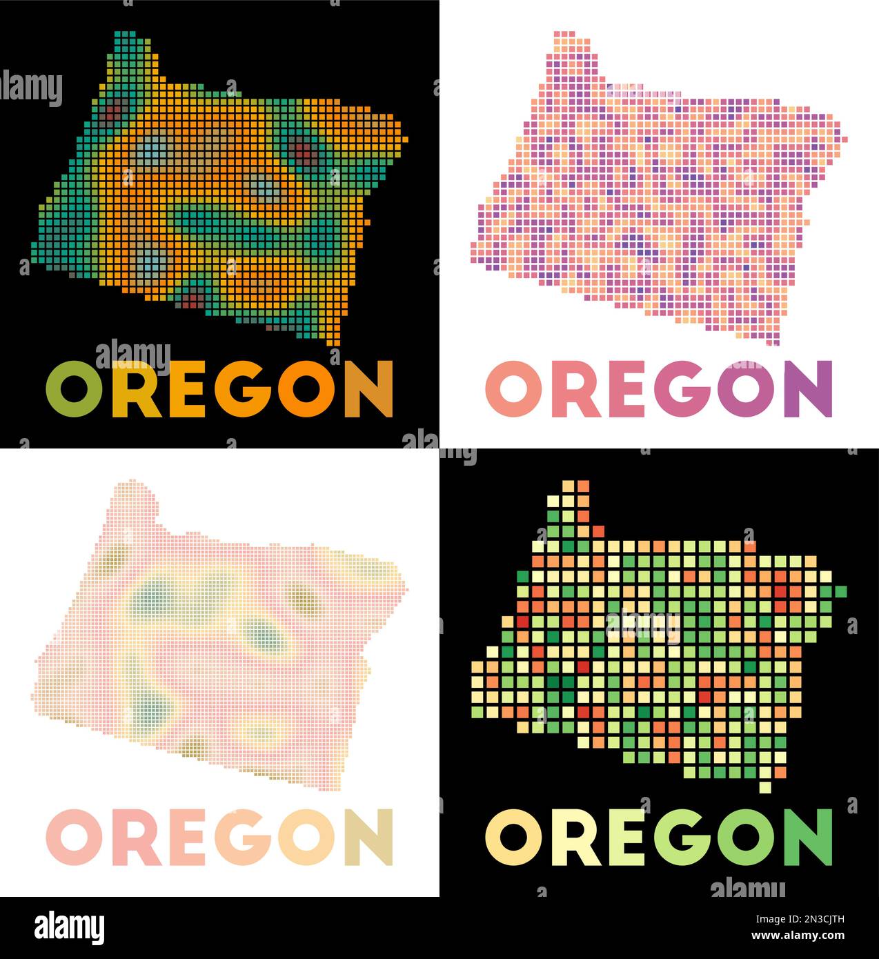 Oregon map. Collection of map of Oregon in dotted style. Borders of the ...