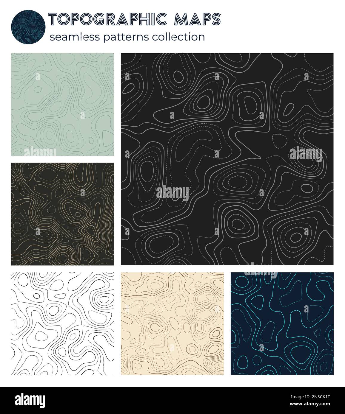 Topographic maps. Attractive isoline patterns, seamless design. Amazing ...