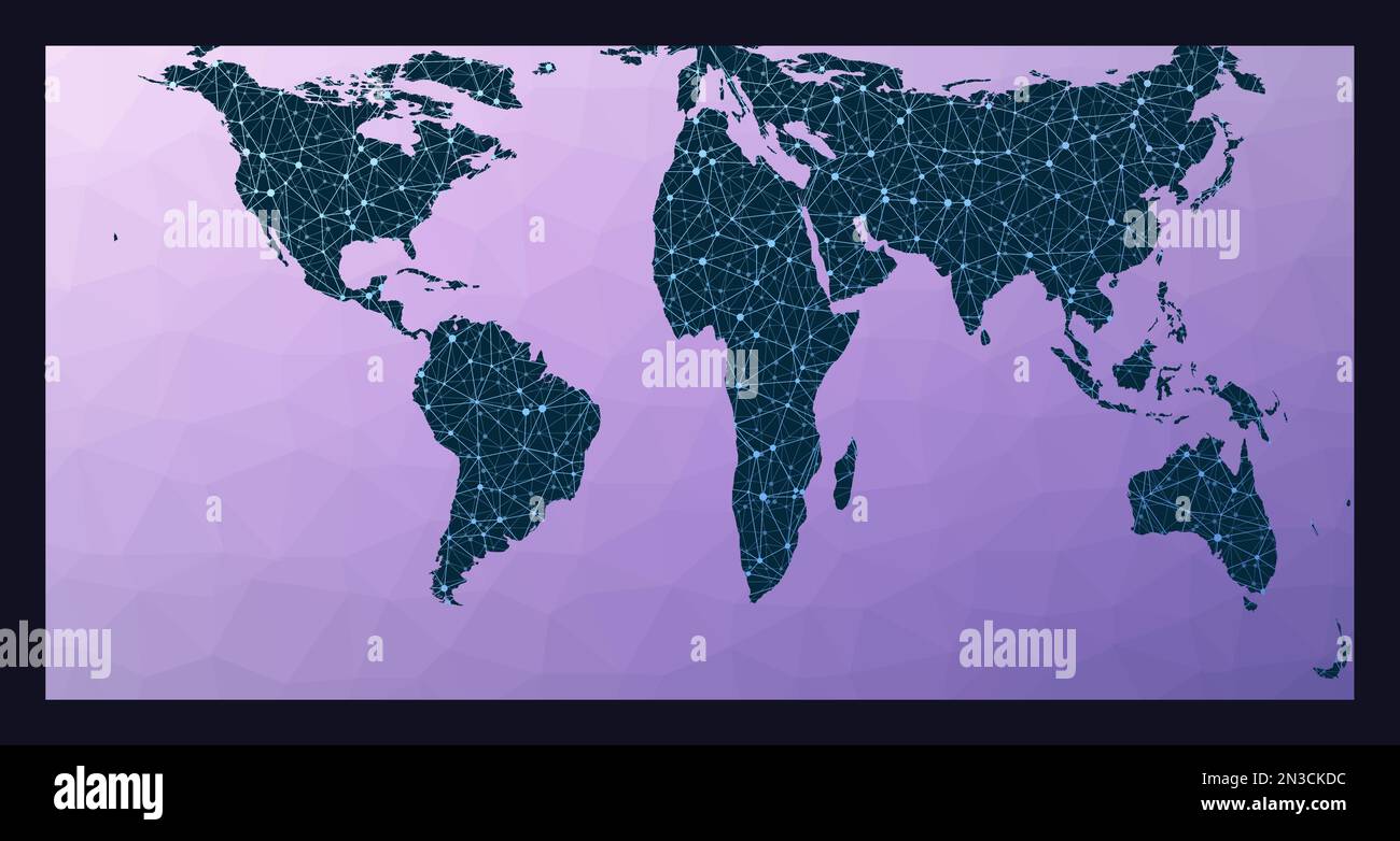 Communications map of the world. Gringorten square equal-area ...