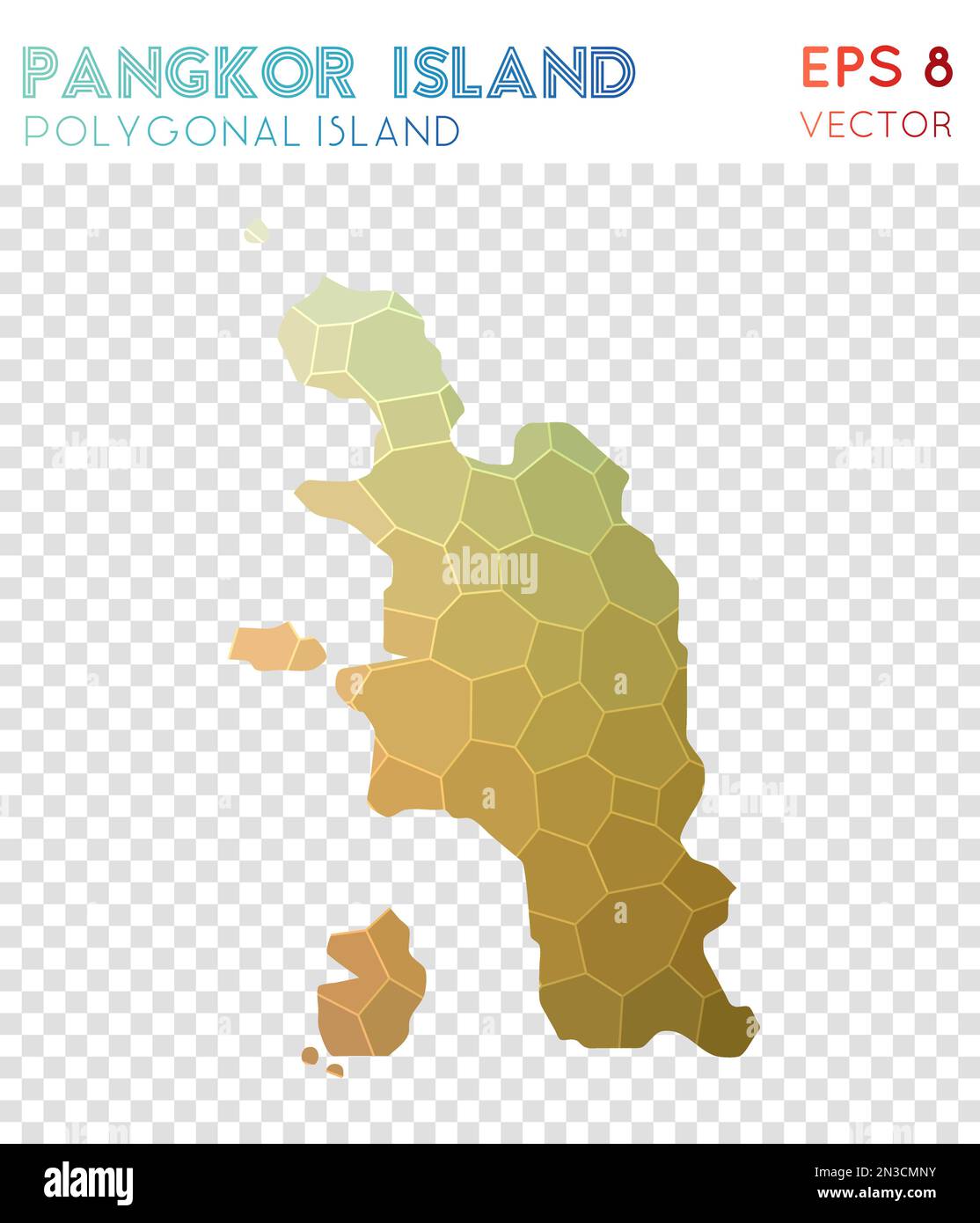 Pangkor Island polygonal map, mosaic style island. Fabulous low poly ...