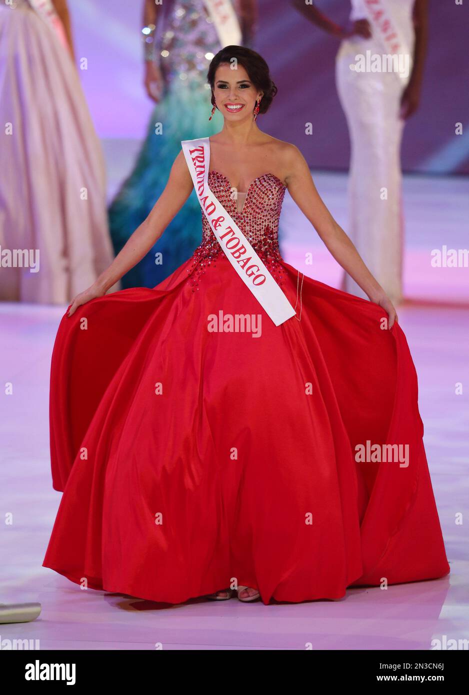 Miss World contestants take part in the Miss World 2014 final, on stage ...