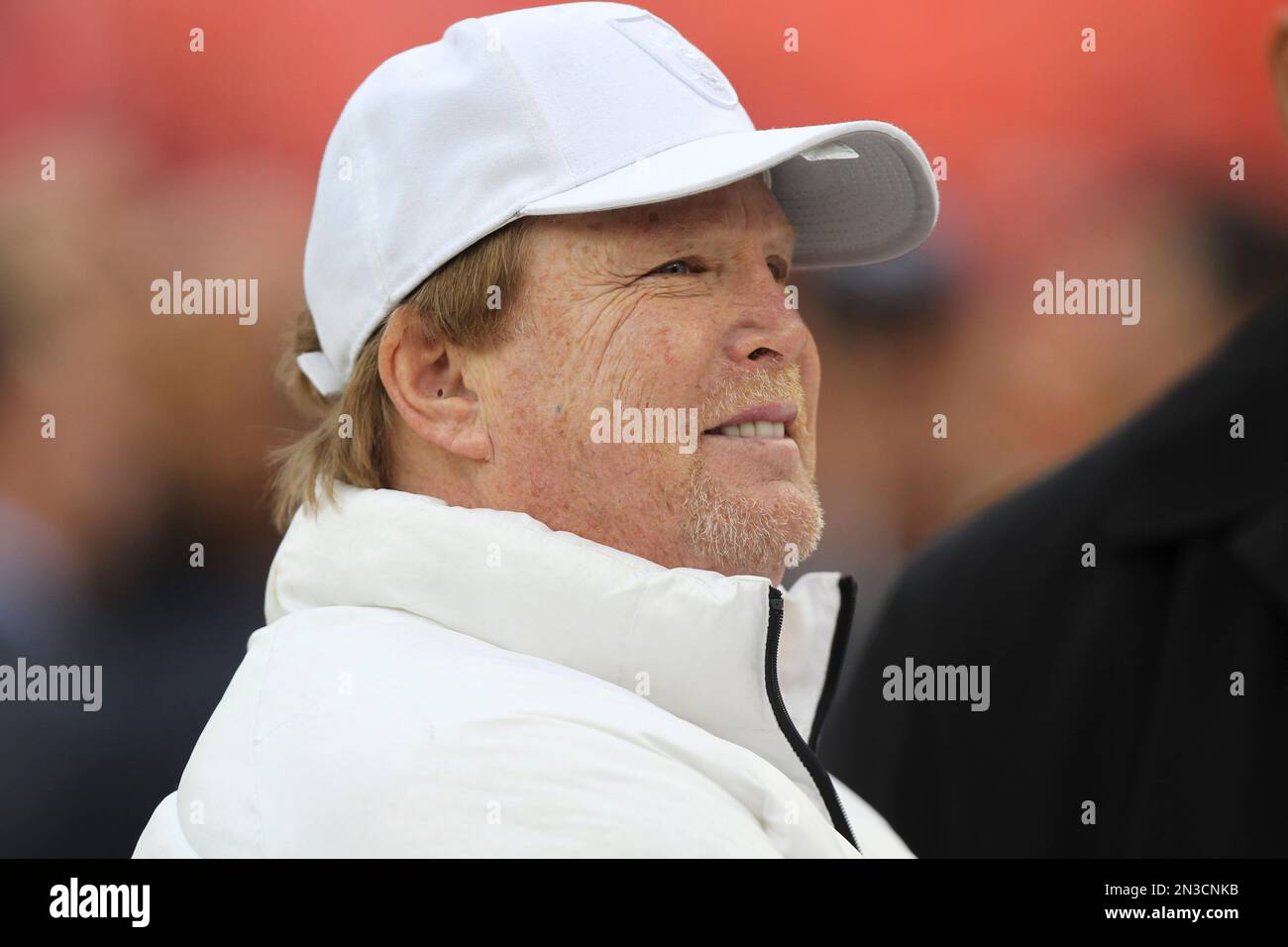 Oakland Raiders owner Mark Davis is seen on the field before an NFL ...