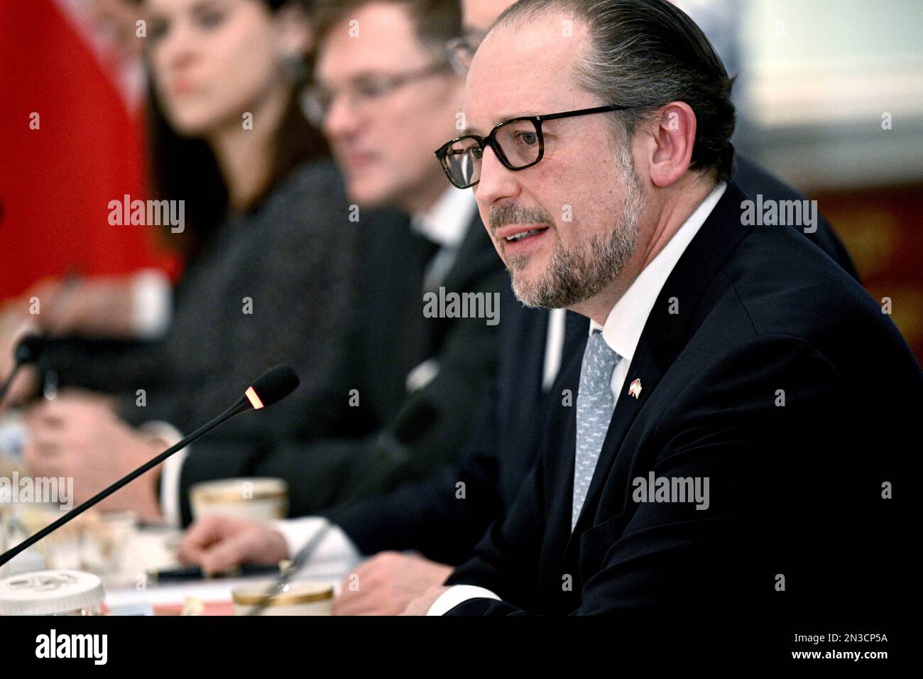 Austrian Foreign Minister Alexander Schallenberg speaks during a ...