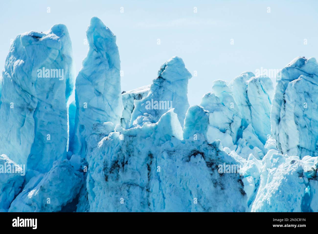 Close-up of the jagged blue ice of Dawes Glacier; Tracy Arm, Alaska ...