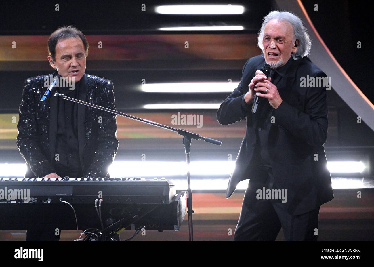 February 8, 2023, SANREMO, ITALIA: Roby Facchinetti and Riccardo Fogli ...