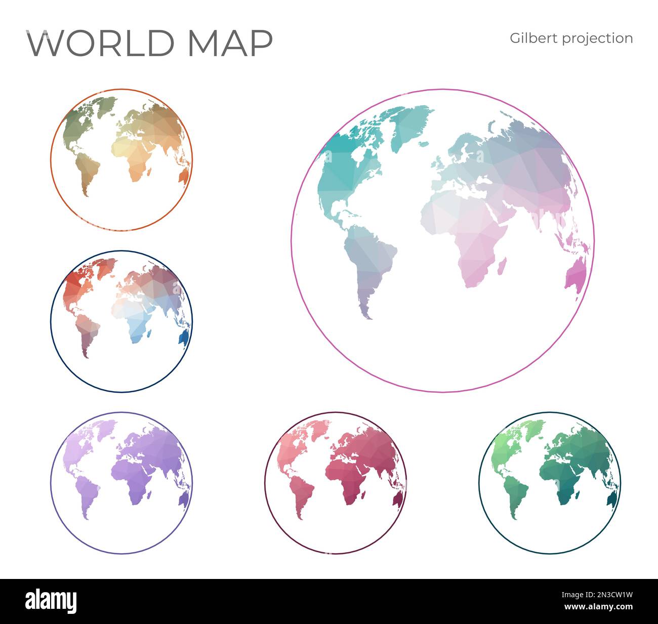 Low Poly World Map Set Gilberts Two World Perspective Projection Collection Of Maps In