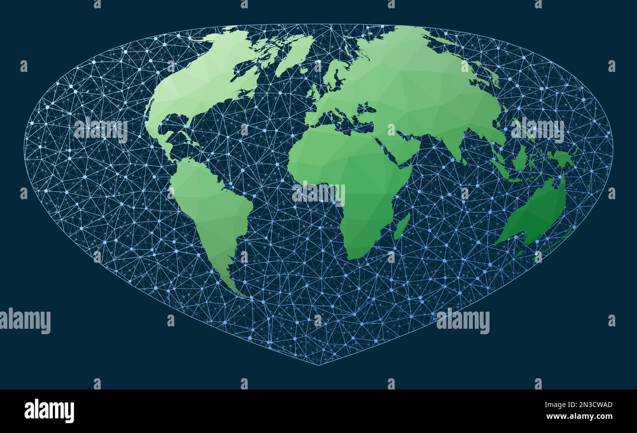 Network Map Of The World Bottomley Projection Green Low Poly World Map With Network Background
