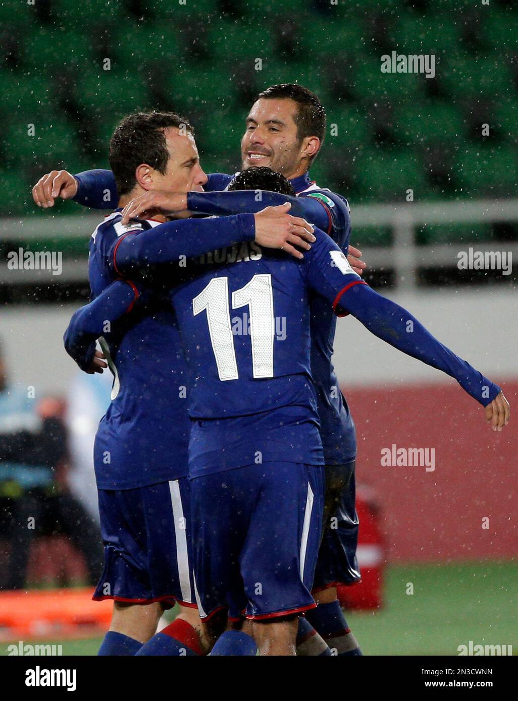 Cruz Azul players celebrate a goal during the soccer match between Cruz ...