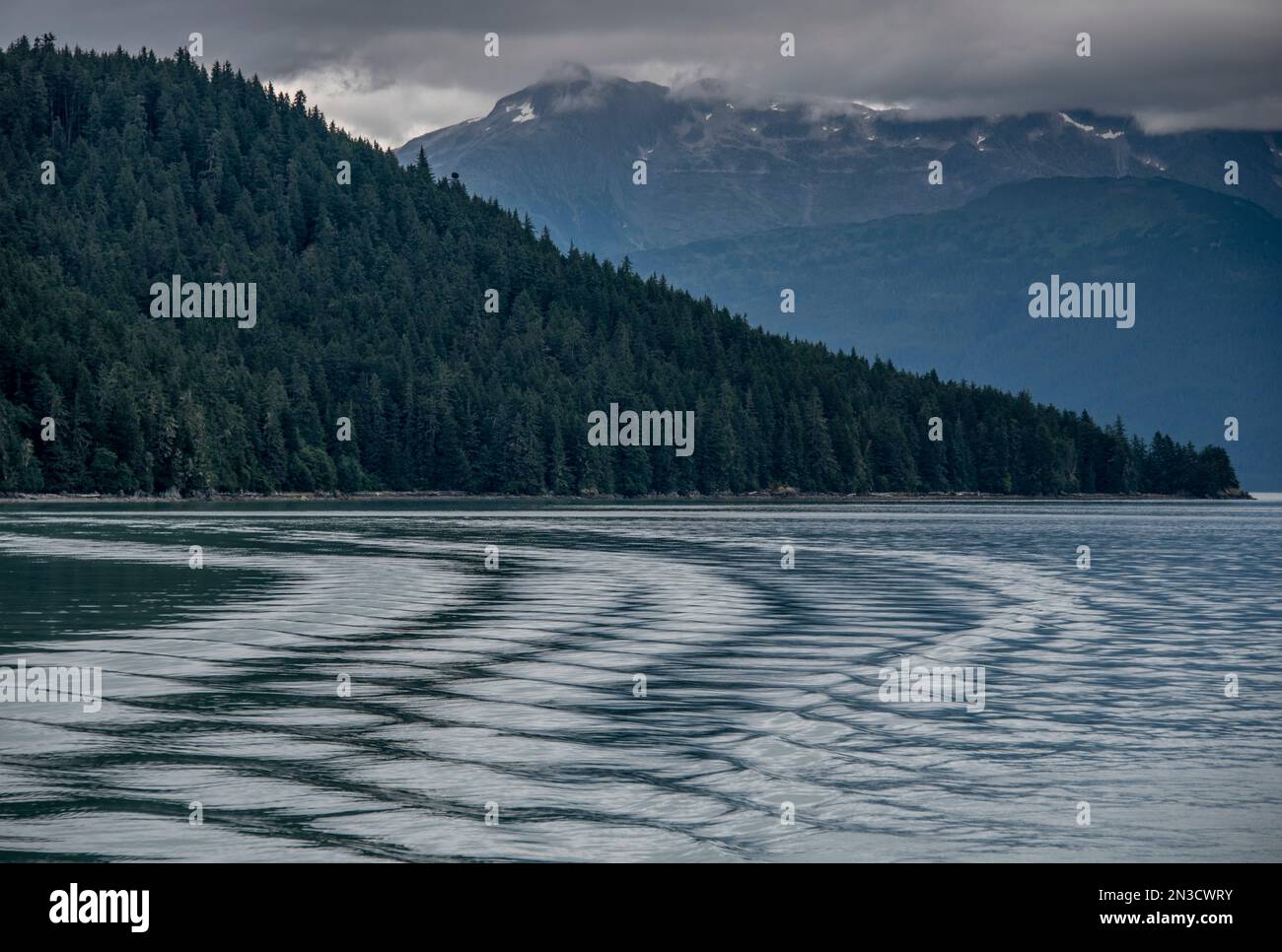 Boat wake off of Mansfield Peninsula, part of Admiralty Island ...
