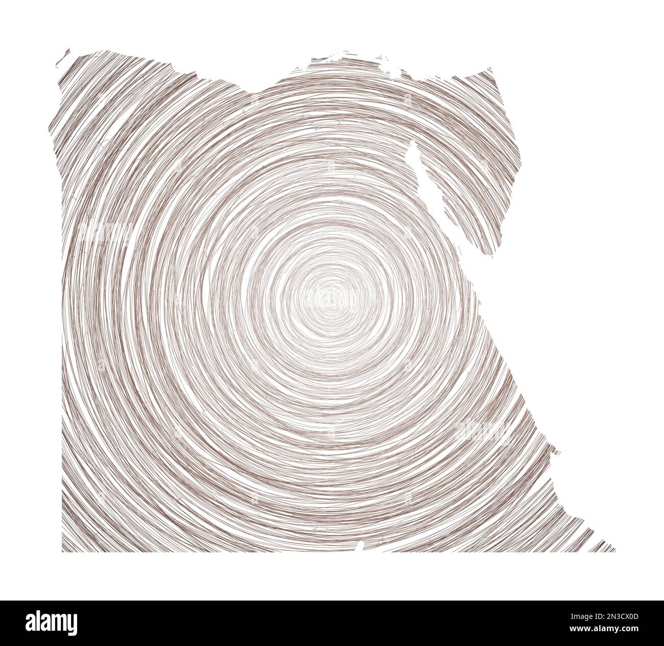 Egypt map filled with concentric circles. Sketch style circles in shape ...