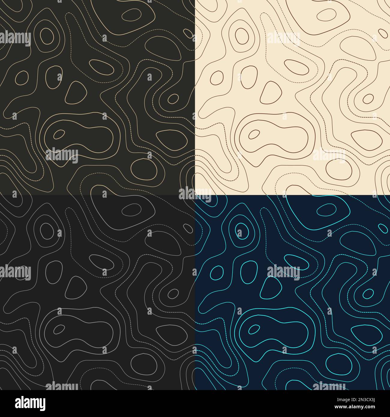 Topography patterns. Seamless elevation map tiles. Astonishing isoline ...