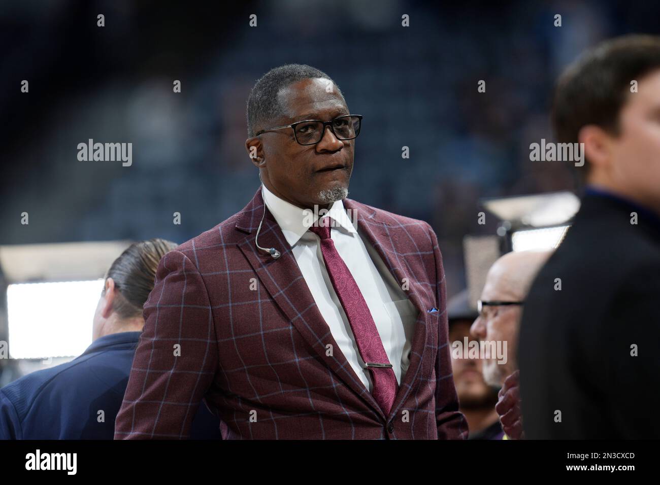 Atlanta Hawks announcer Dominique Wilkins in the first half of an NBA ...
