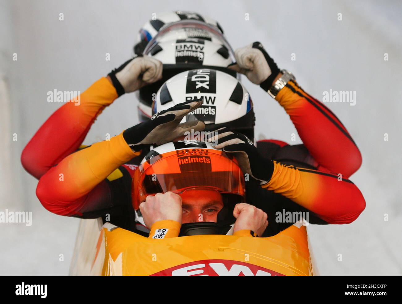 Germany's pilot Maximilian Arndt with Kevin Korona, Joshua Bluhm and ...