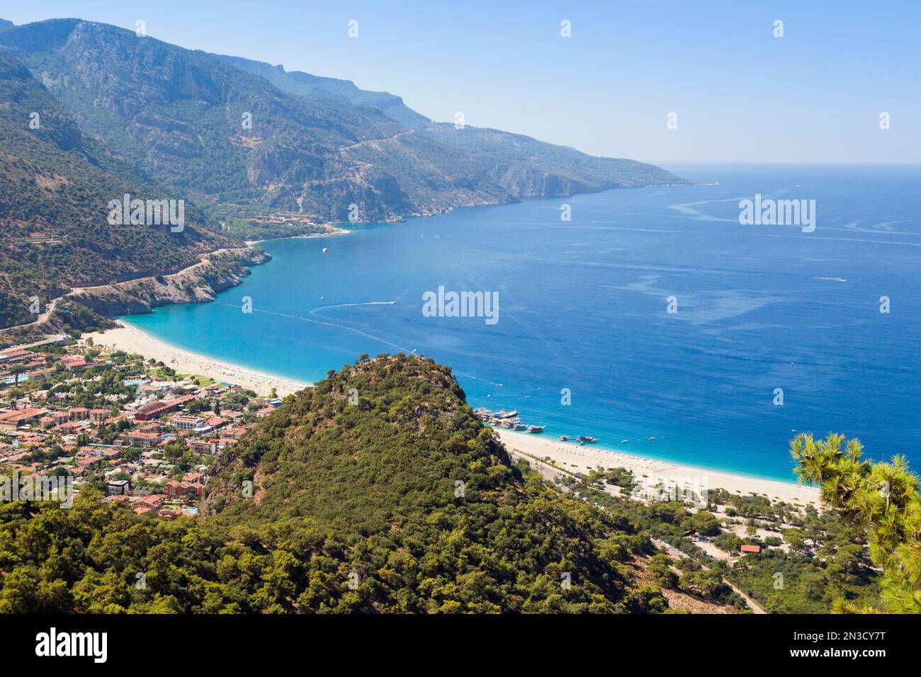 Aerial view of Oludeniz (Olu Deniz), a beach resort on the Turquoise ...