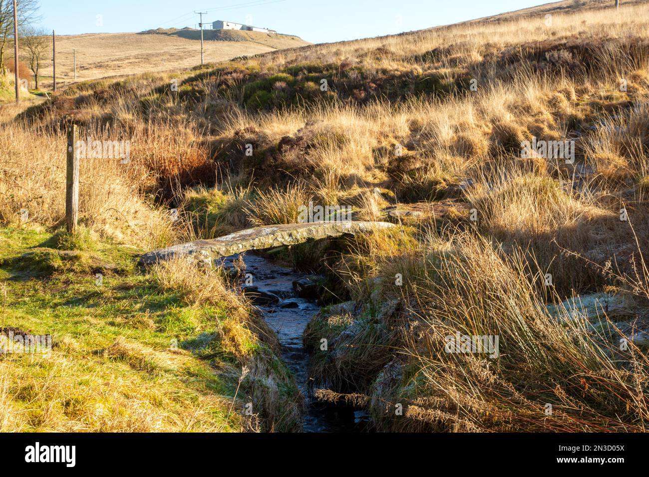 Old stone packhorse bridge near Flash in the Staffordshire moorlands ...