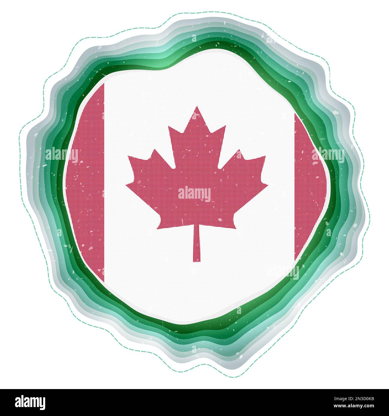 Canada flag in frame. Badge of the country. Layered circular sign ...