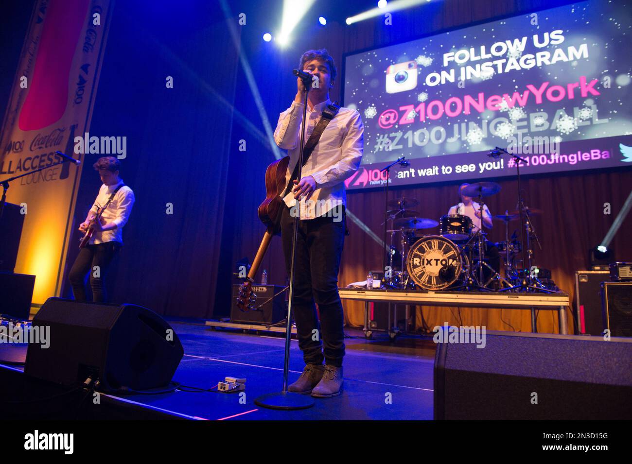 Jake Roche of the band Rixton performs at Z100's Jingle Ball All Access ...