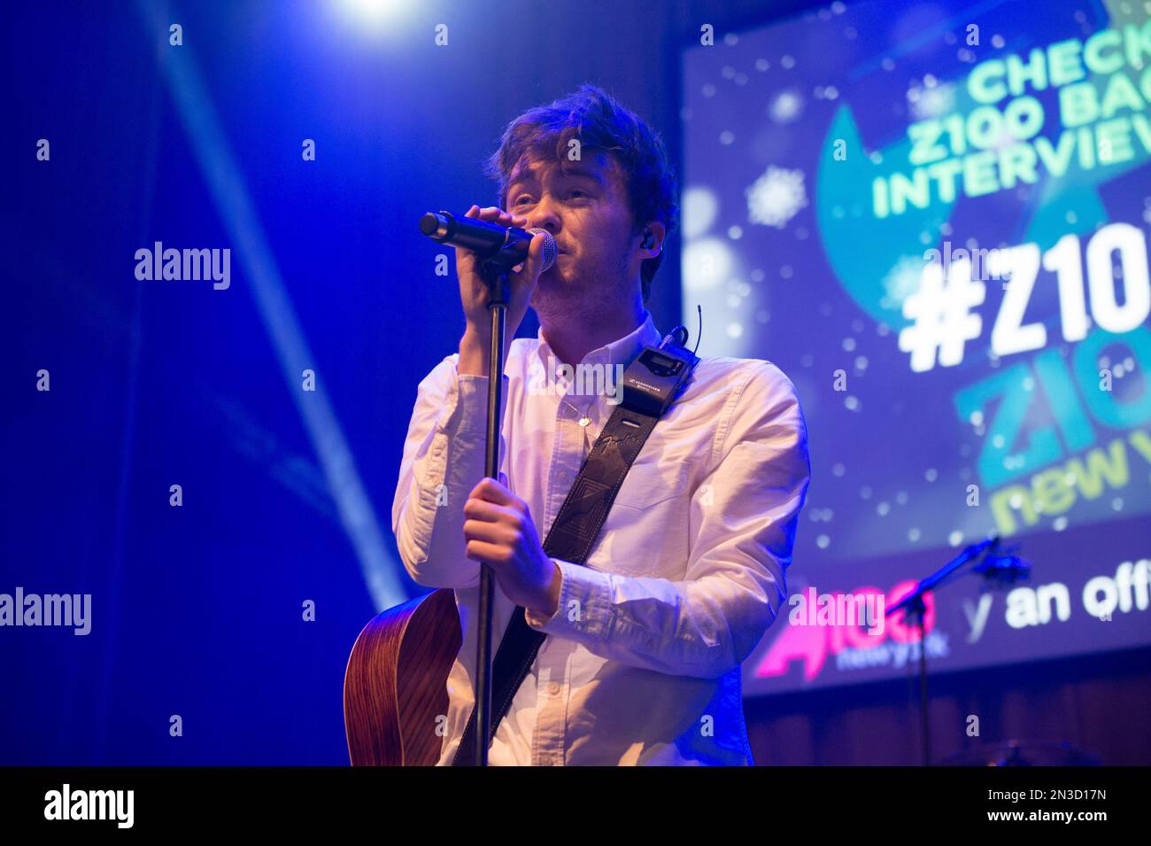 Jake Roche of the band Rixton performs at Z100's Jingle Ball All Access ...
