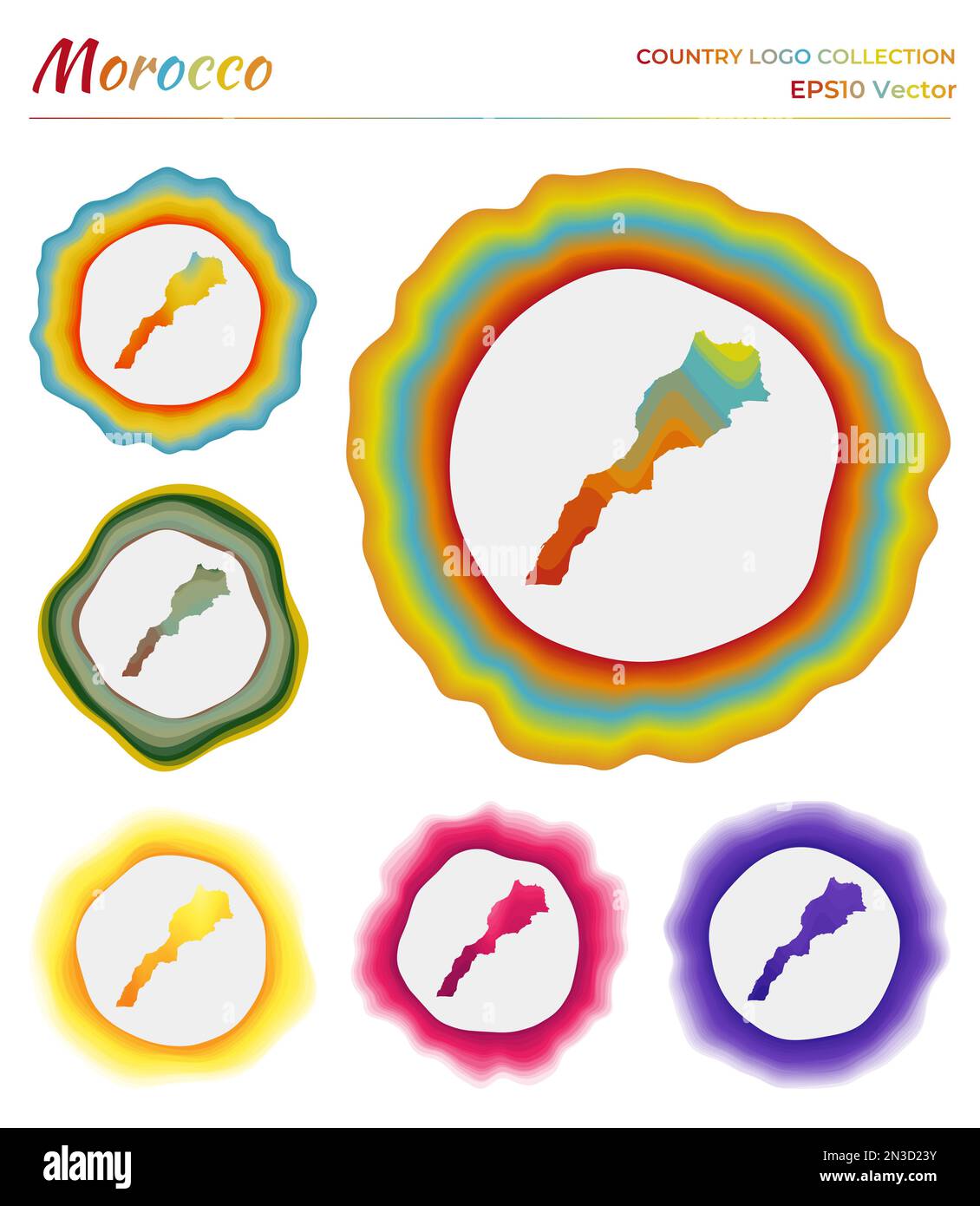 Morocco logo collection. Colorful badge of the country. Layers around ...