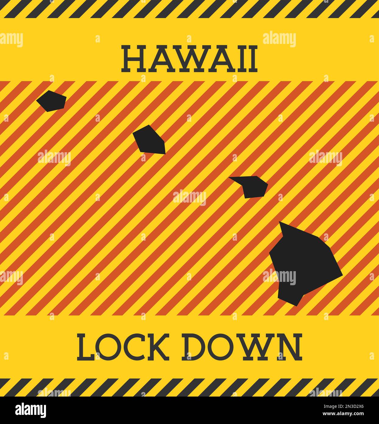 Hawaii Lock Down Sign. Yellow us state pandemic danger icon. Vector ...