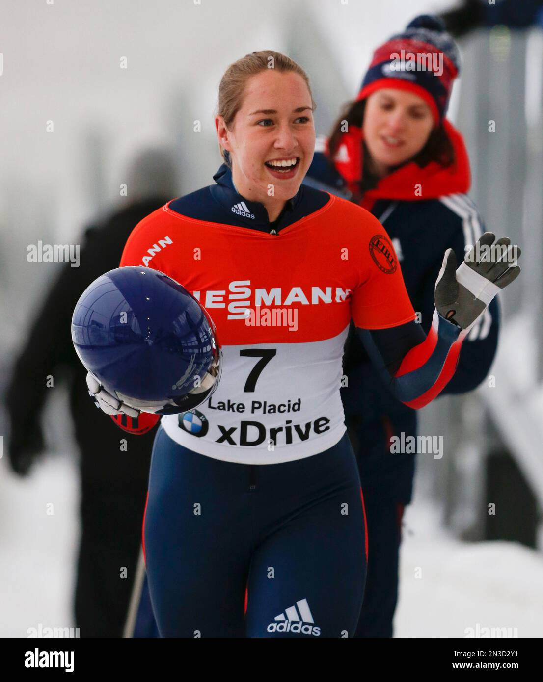 Great Britain's Elizabeth Yarnold celebrates after winning in the women ...