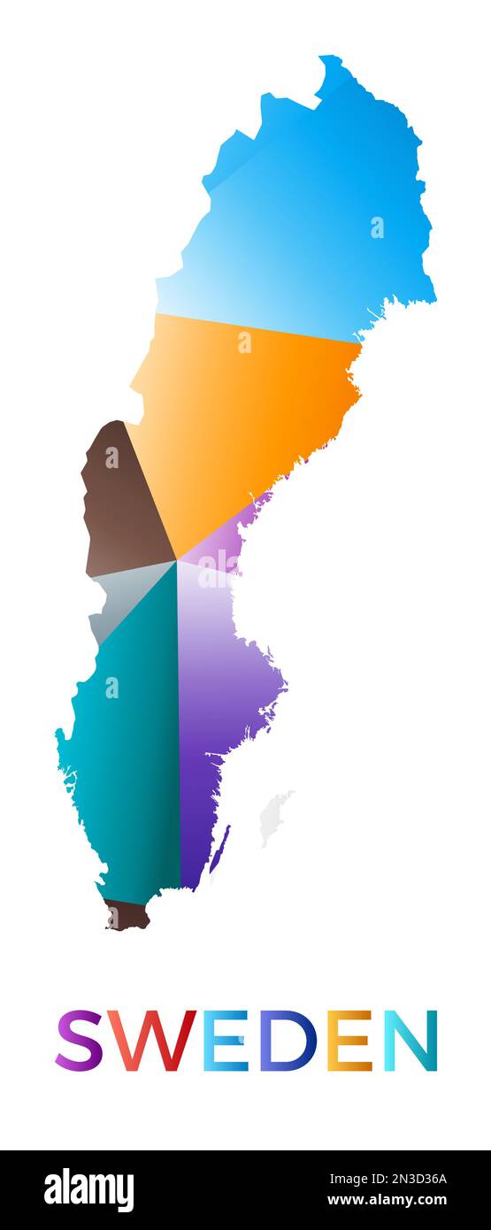 Bright colored Sweden shape. Multicolor geometric style country logo ...
