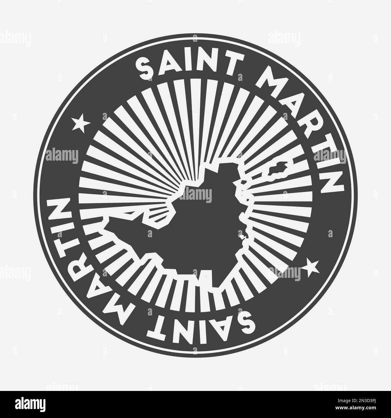 Saint Martin round logo. Vintage travel badge with the circular name ...