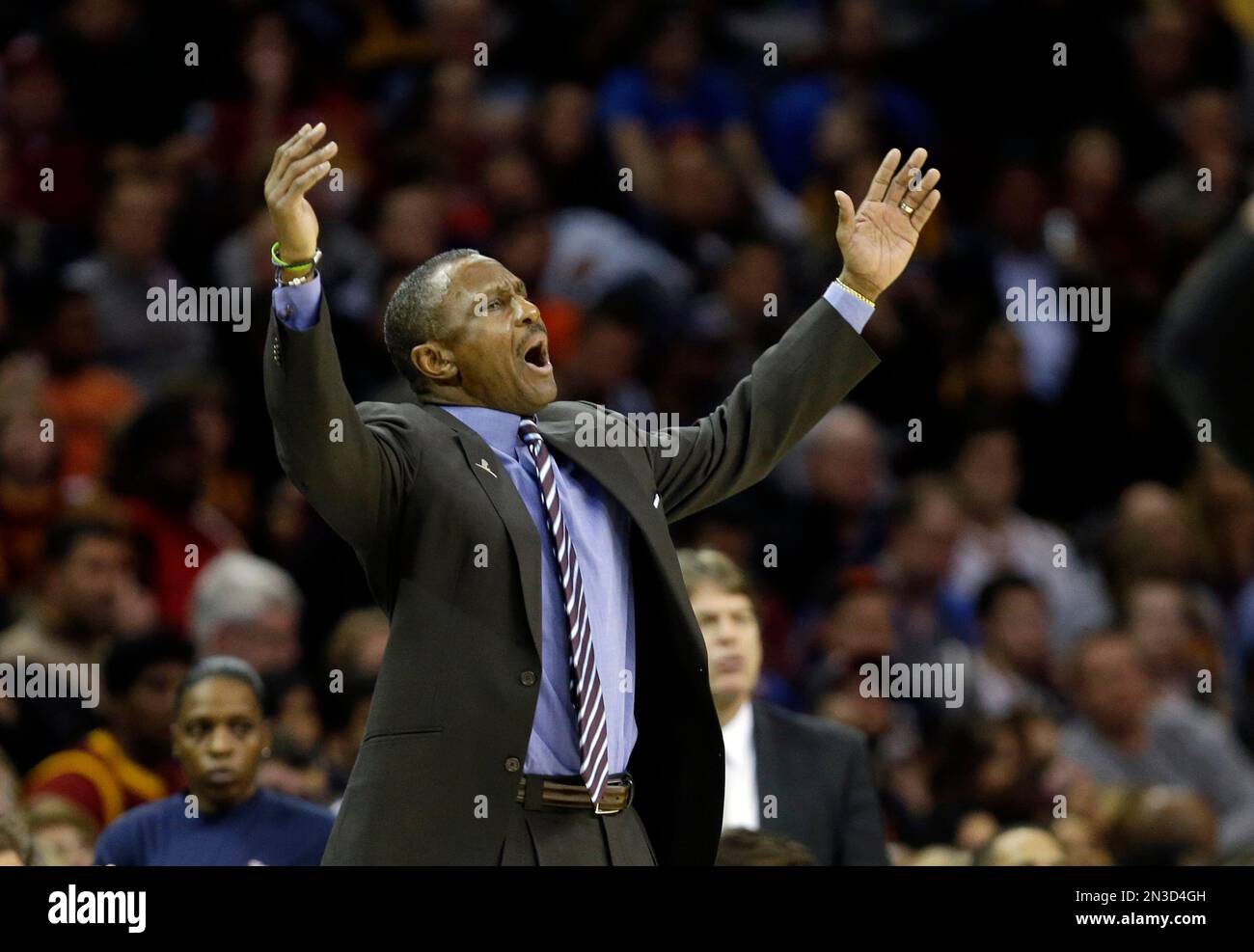 Toronto Raptors head coach Dwane Casey reacts to a call in an NBA ...