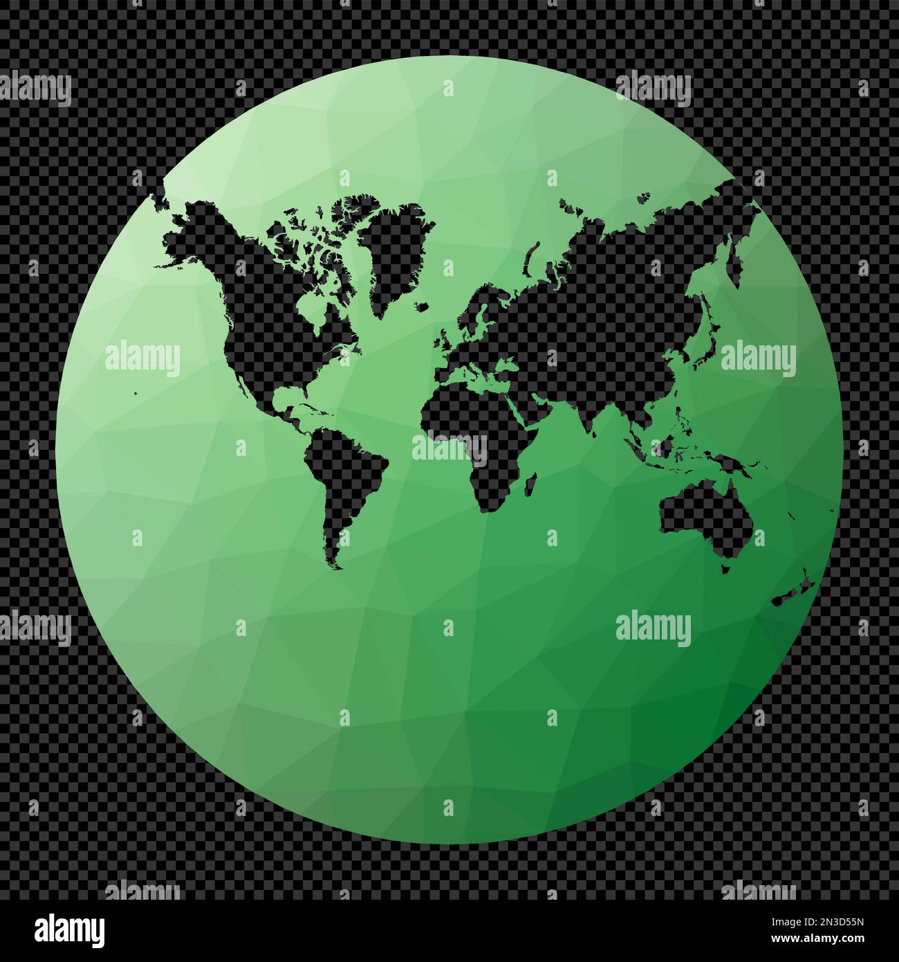 Abstract digital map of the world. Lagrange projection. Polygonal map ...