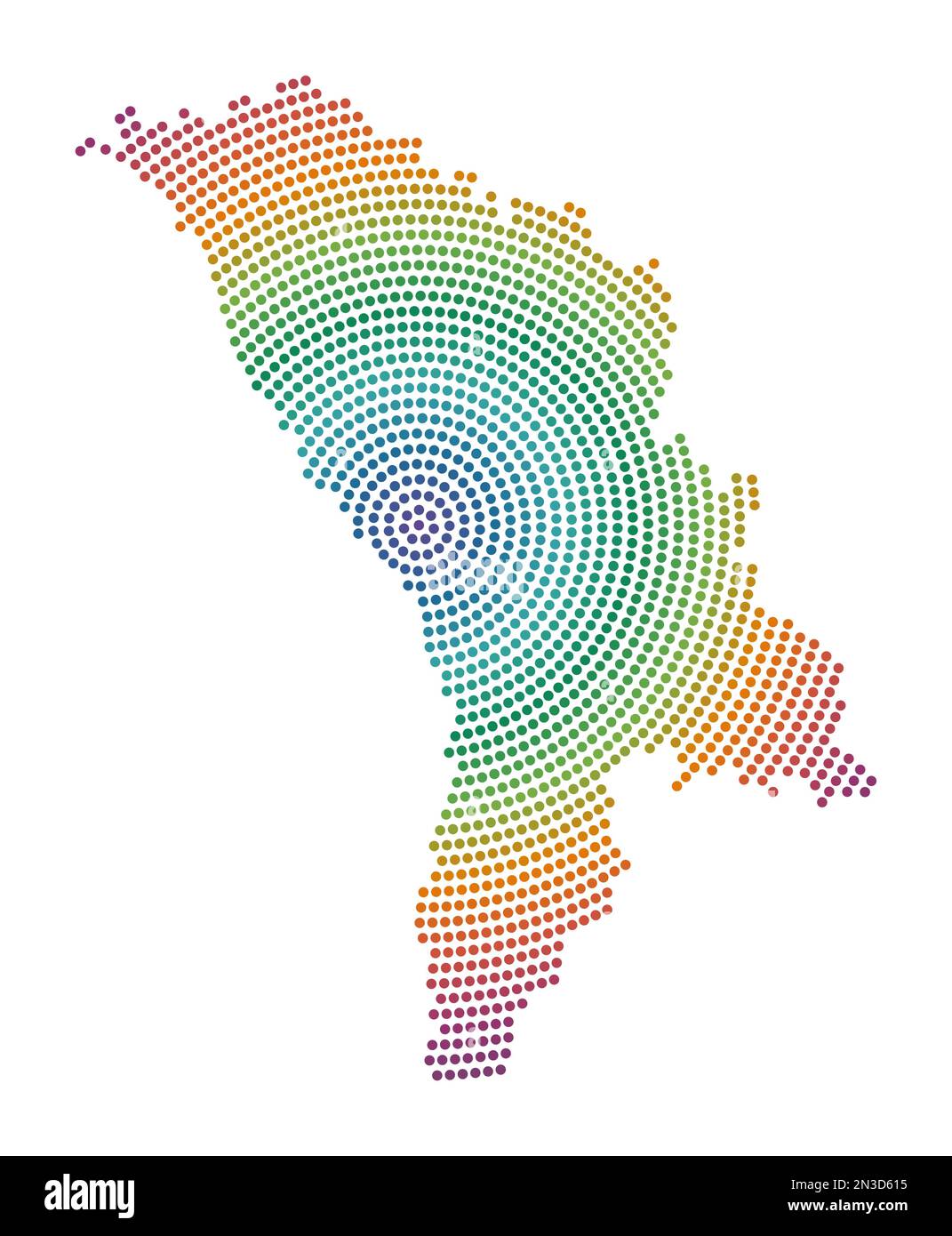 Moldova dotted map. Digital style shape of Moldova. Tech icon of the country with gradiented ...