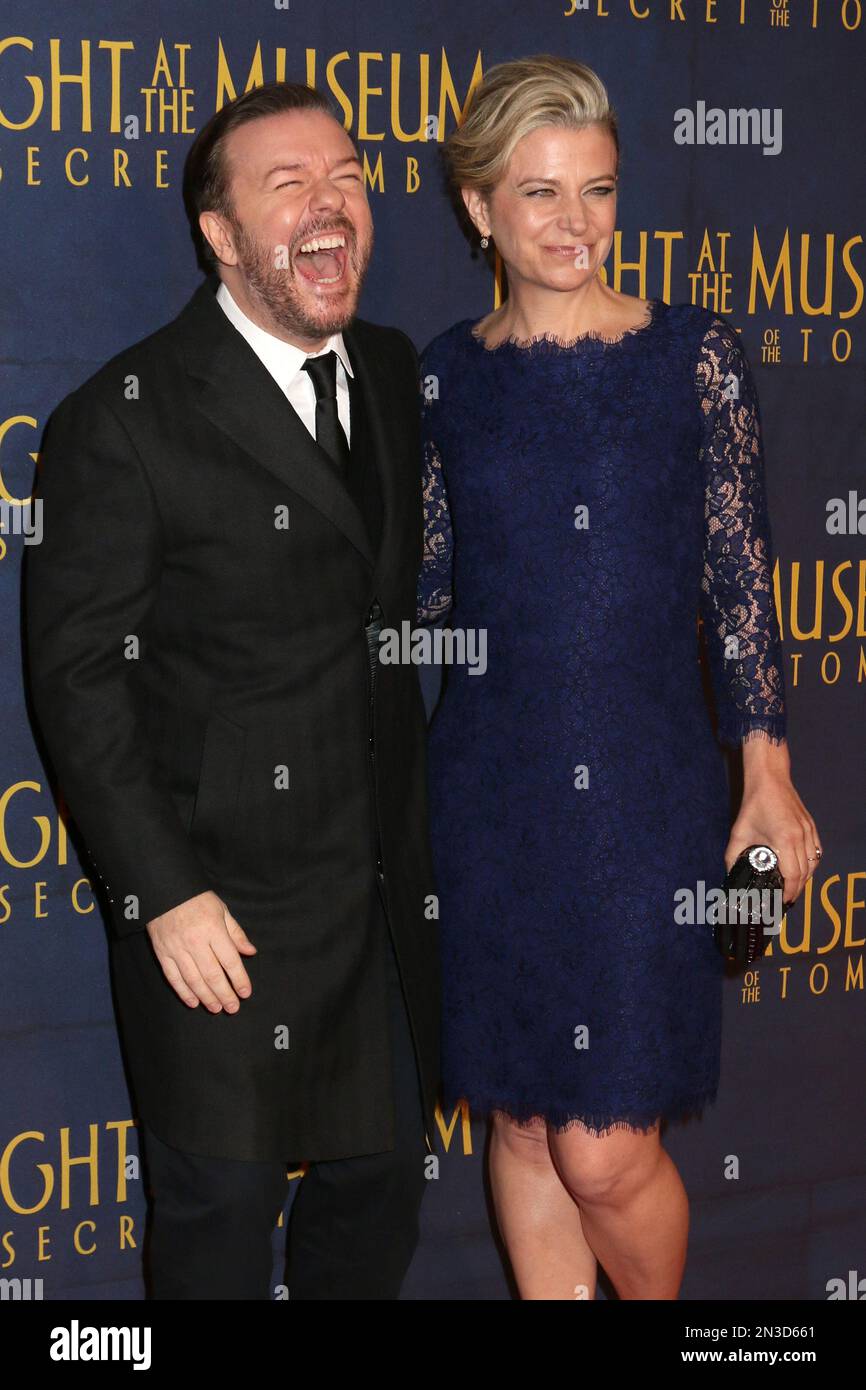 Ricky Gervais and Jane Fallon attend the premiere of "Night at the ...