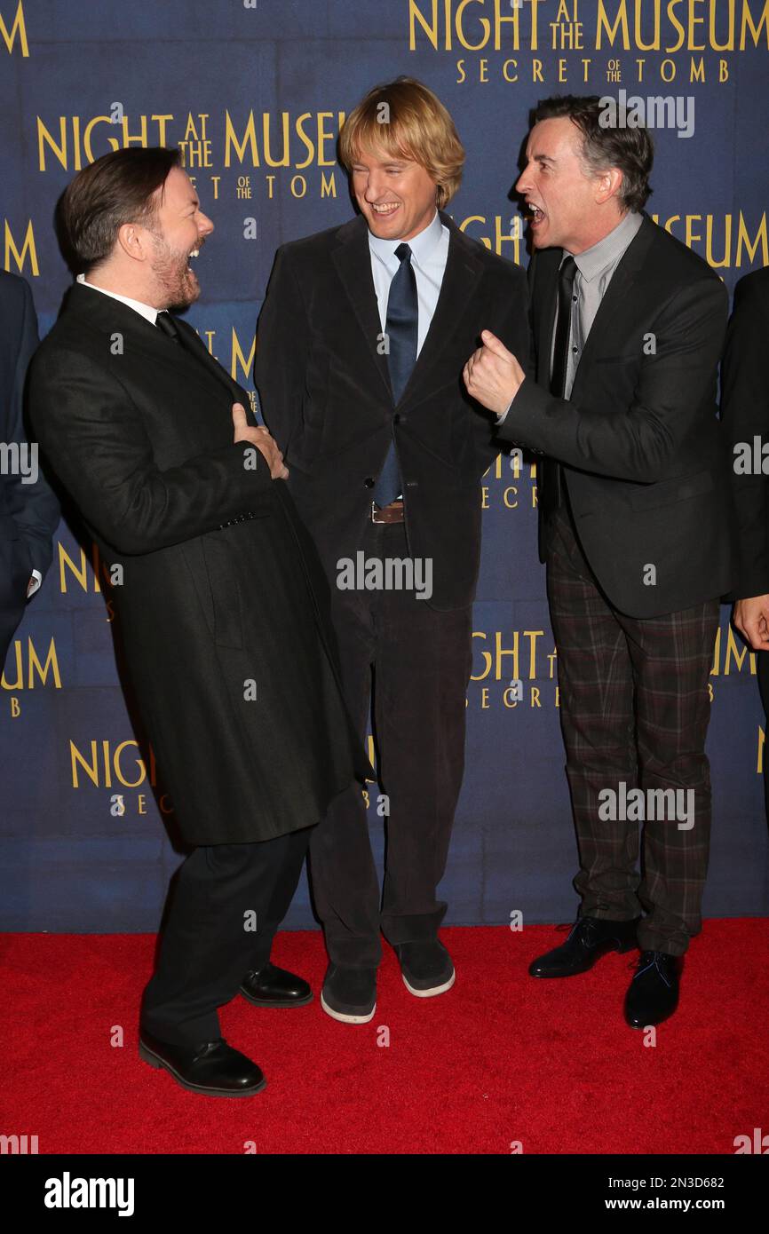 Ricky Gervais, Owen Wilson and Steve Coogan attend the premiere of ...