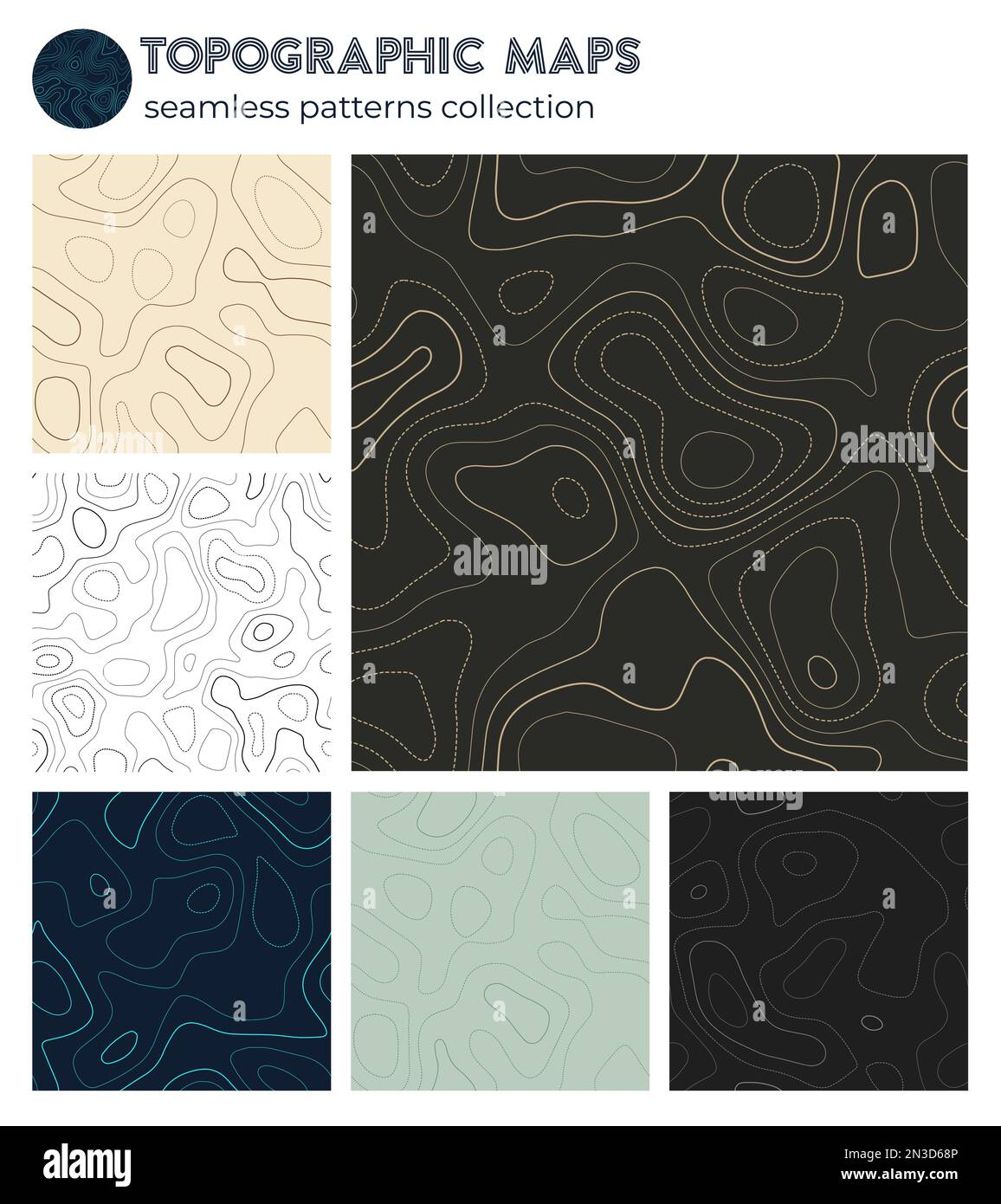 Topographic maps. Attractive isoline patterns, seamless design. Neat ...