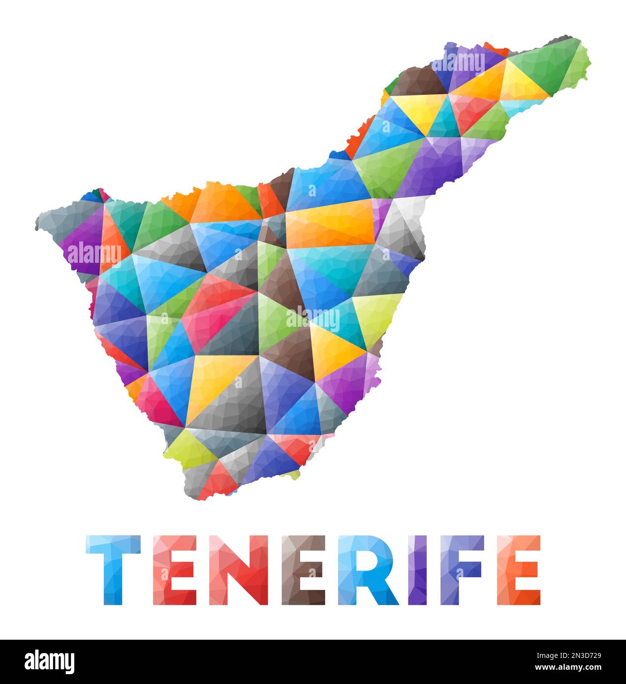 Tenerife - colorful low poly island shape. Multicolor geometric ...
