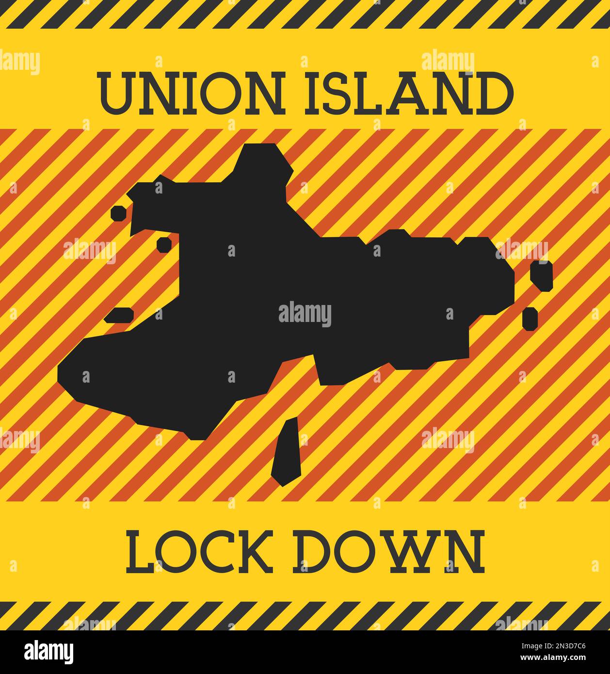 Union Island Lock Down Sign. Yellow island pandemic danger icon. Vector ...