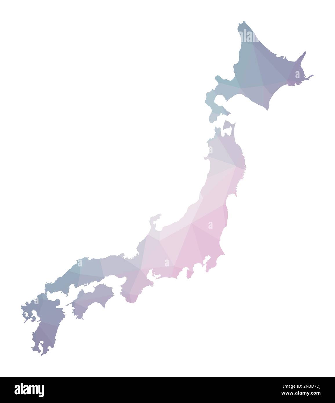 Polygonal map of Japan. Geometric illustration of the country in ...