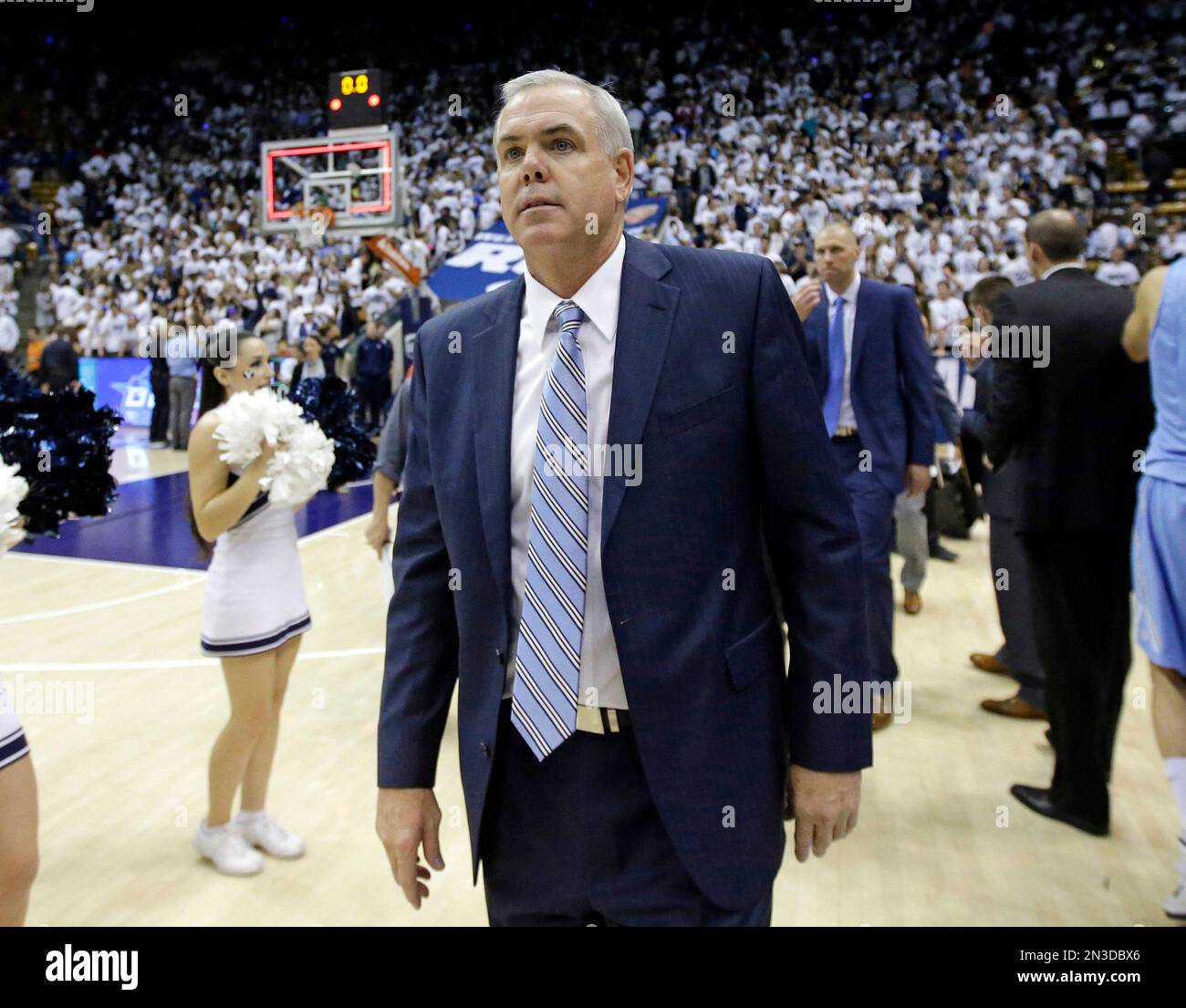 BYU head coach Dave Rose walks off the court at the end of an NCAA ...
