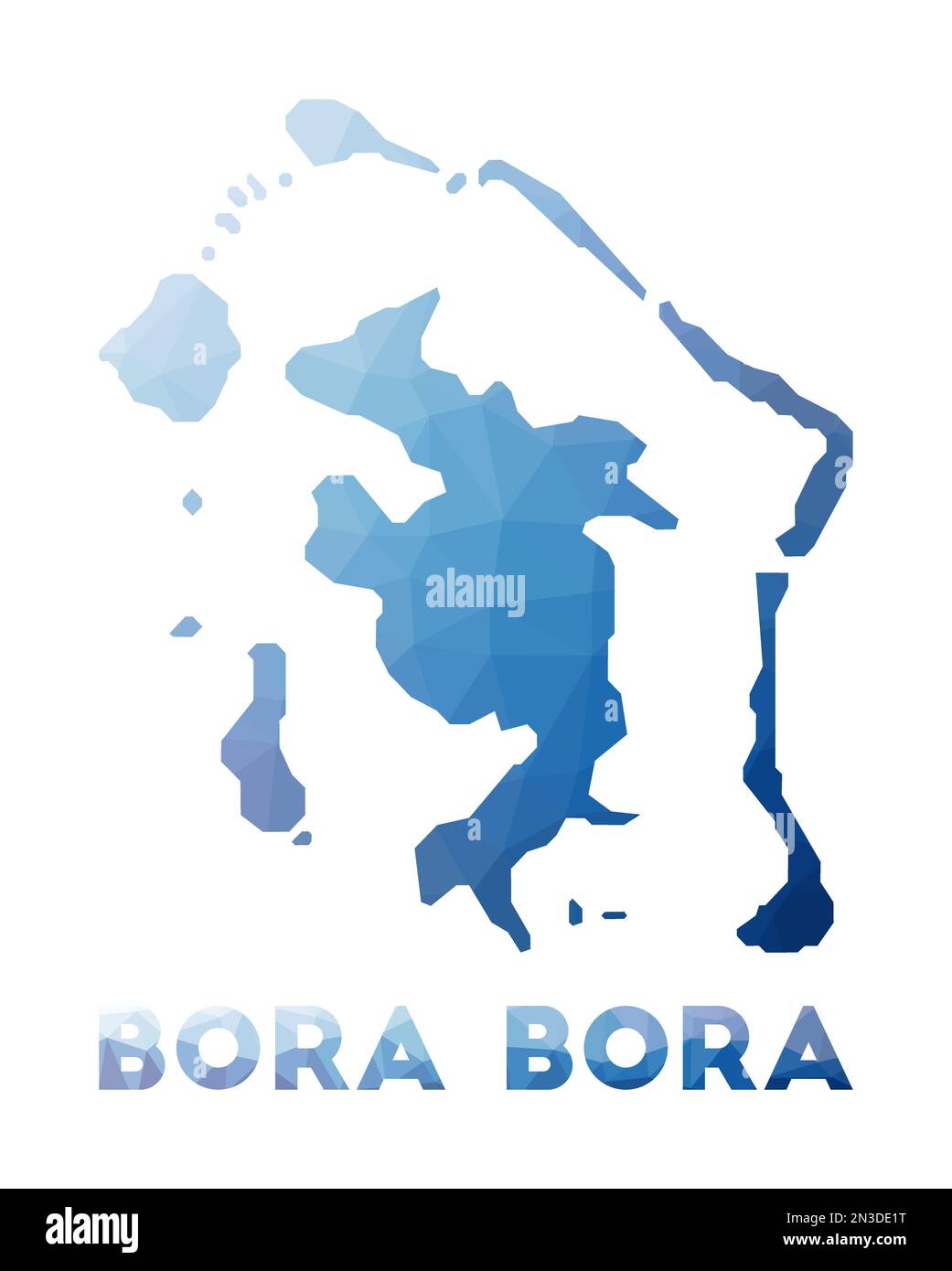Low poly map of Bora Bora. The island polygonal map. Technology, internet, network concept ...
